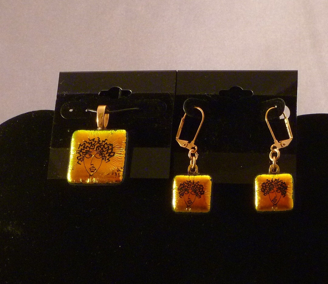 Frazzled Lady Pendant and Earring Set - Etsy