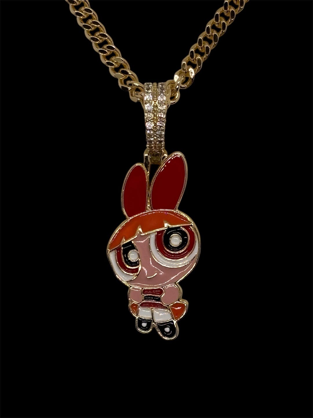 14k Gold Plated Powerpuff Girls Blossom Cubic Zirconia Necklace - Etsy