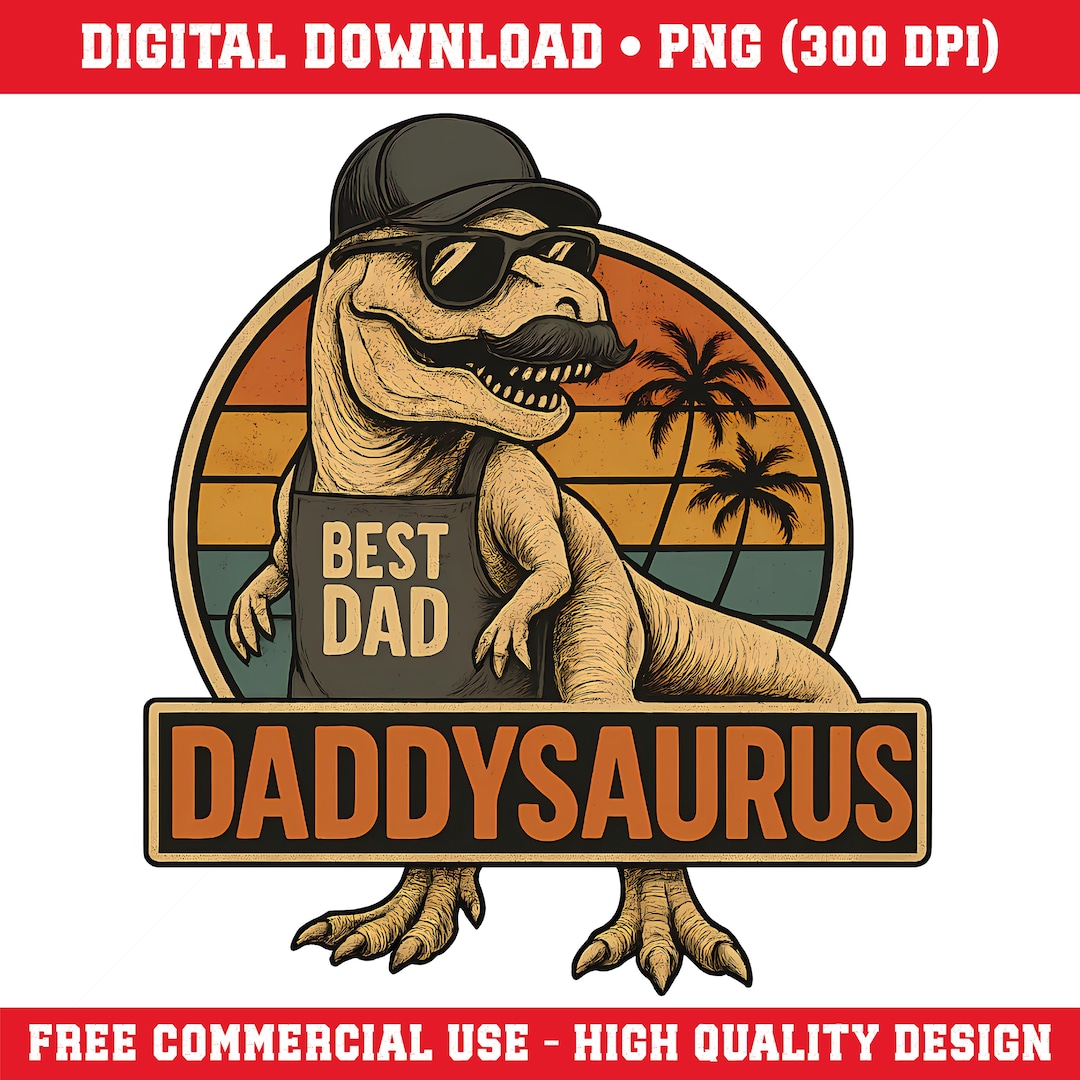 Daddysaurus T Rex Funny Vintage Dinosaur Daddy Saurus Father's Day Trex ...