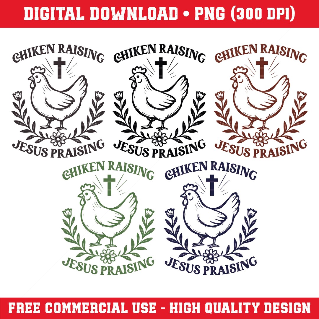 Christian Chicken PNG: Jesus Praising Farm Life Design (digital ...