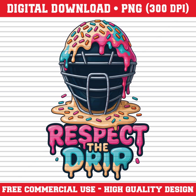 Respect the Drip Baseball Helmet PNG: Ice Cream Catcher Mask (digital ...