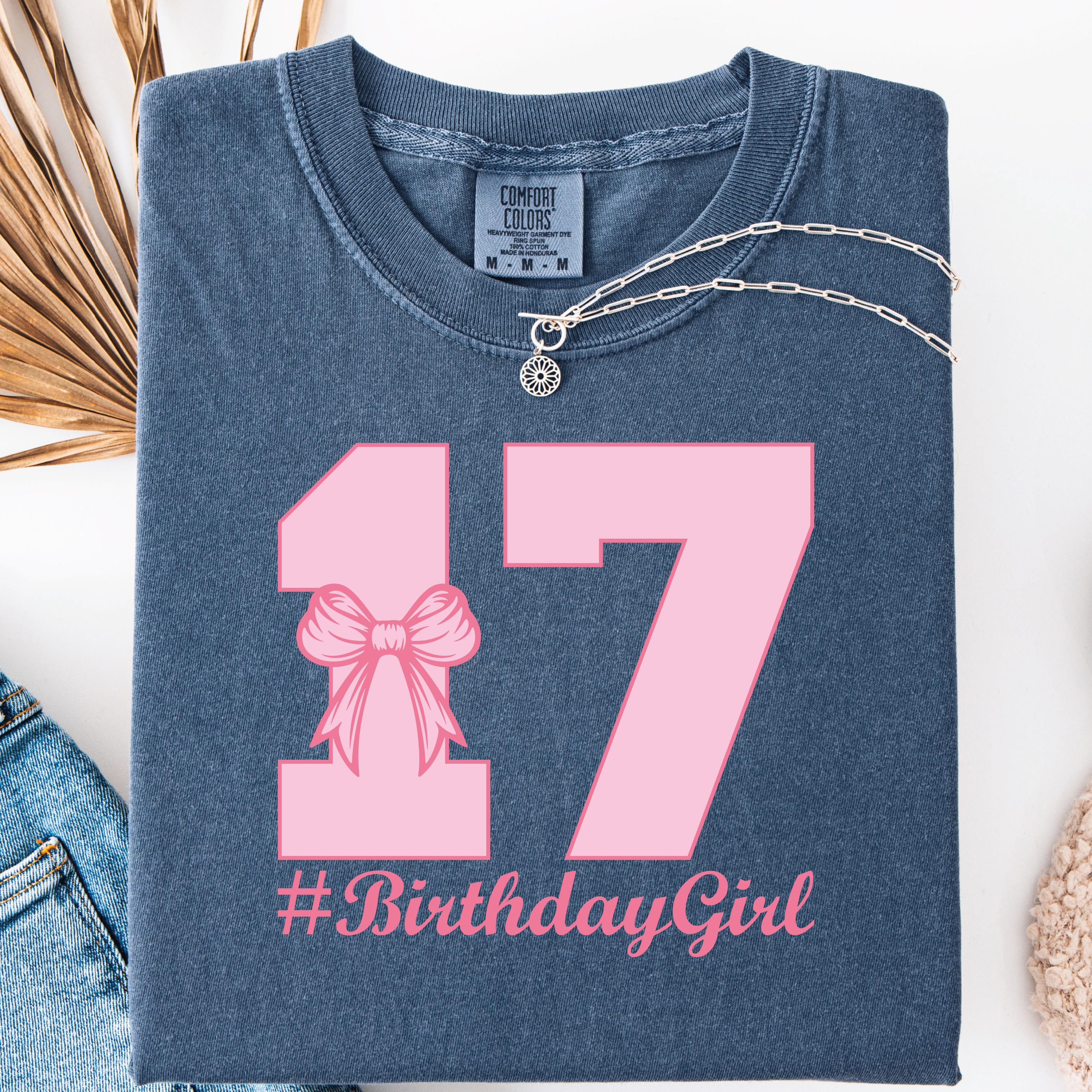 17th Birthday Girl Bow Design: Pink Coquette Number Seventeen PNG SVG ...