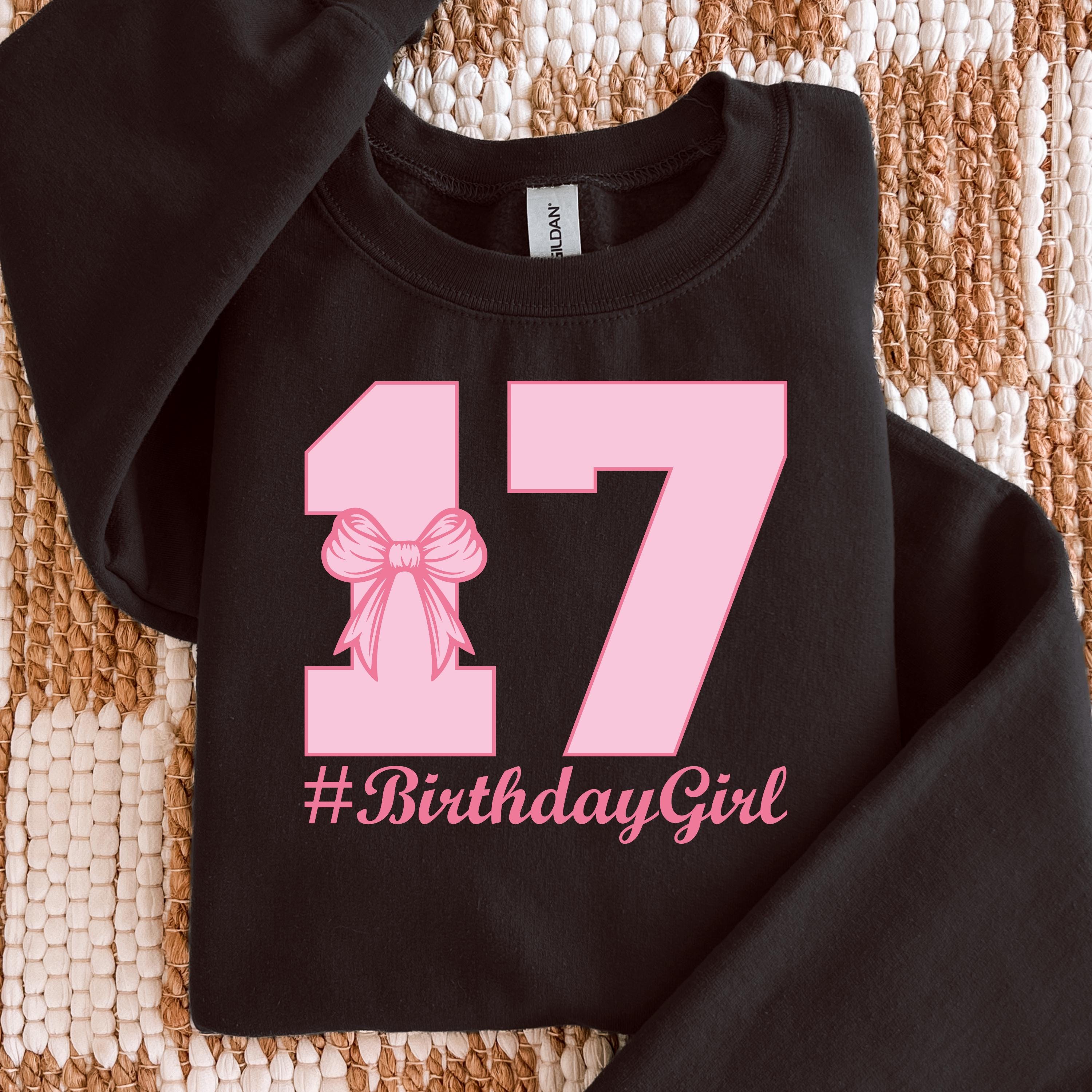 17th Birthday Girl Bow Design: Pink Coquette Number Seventeen PNG SVG ...