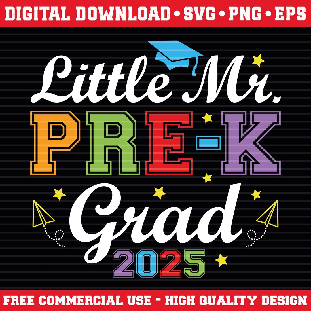 Little Mr. Pre-k Grad Bundle 2025 SVG PNG, Boy Graduation SVG, Colorful ...