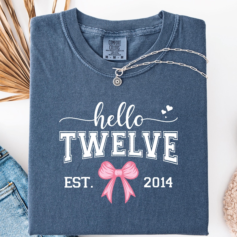 Hello Twelve Birthday Girl Design Est 2014: Pink Bow Twelfth Birthday ...