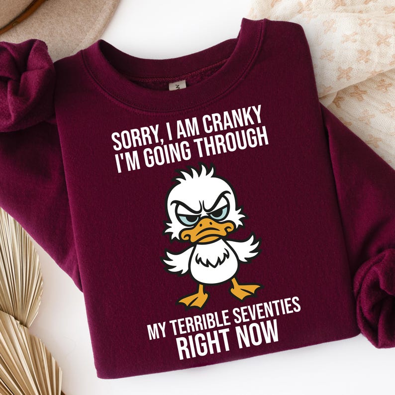Funny 70th Birthday Cranky Duck SVG PNG - Terrible Seventies Quote ...