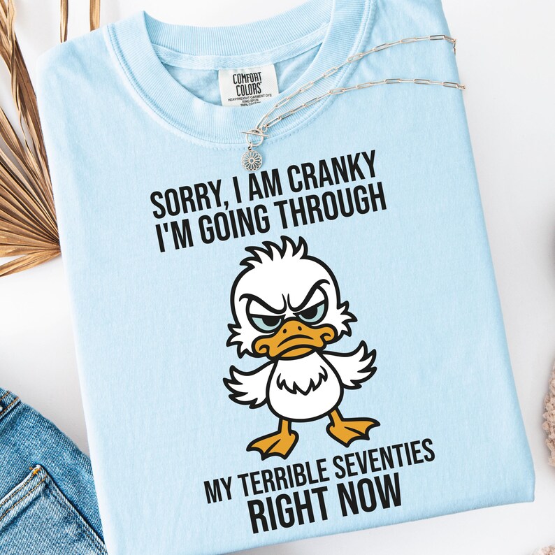 Funny 70th Birthday Cranky Duck SVG PNG - Terrible Seventies Quote ...