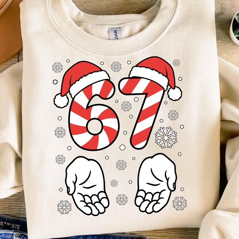 67 Christmas Meme Design: Candy Cane Santa Hat Hands Holiday PNG SVG ...