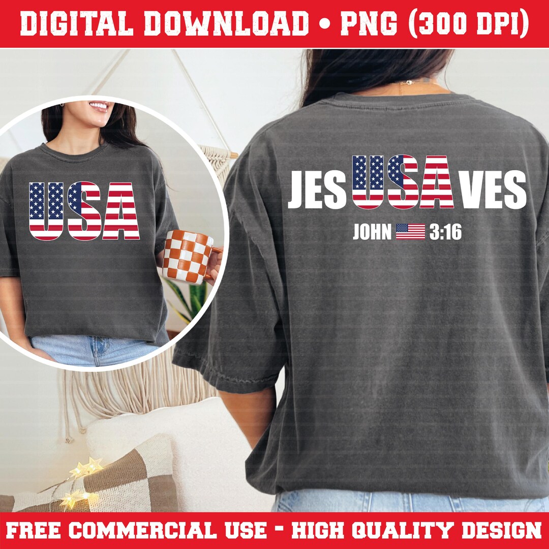 Jesus Saves USA Flag PNG: Christian Patriotic Sublimation (digital ...