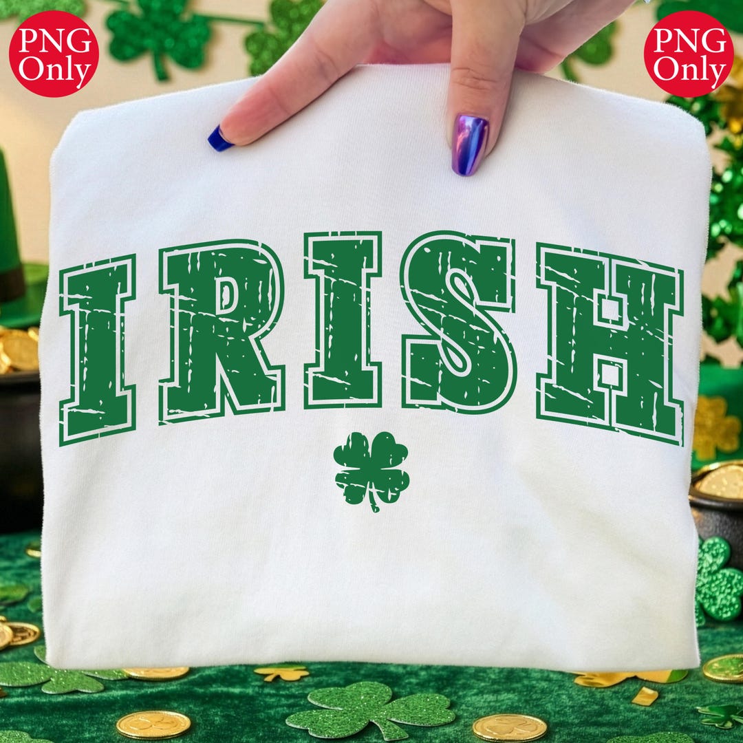 Irish St Patrick’s Day PNG: Vintage Distressed Shamrock PNG (digital ...