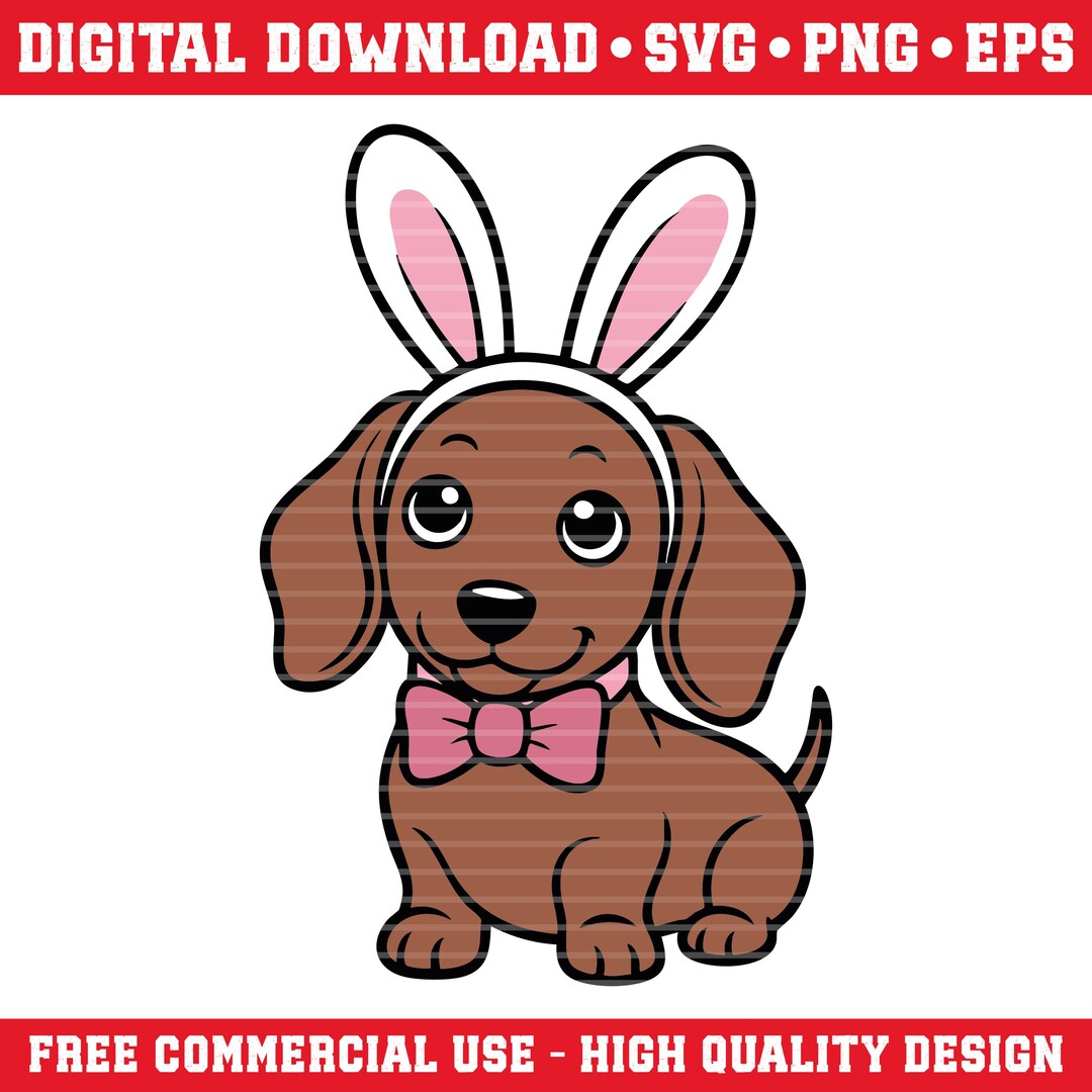 Wiener Dog Easter Dachshund Png Svg Eps, Bunny Ears Dog SVG, Cowboy Hat ...