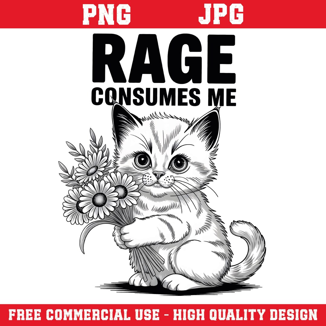Rage Consumes Me Cat Flower Cute Ragdoll Kitty Cat Meme Png Jpg, Rage ...
