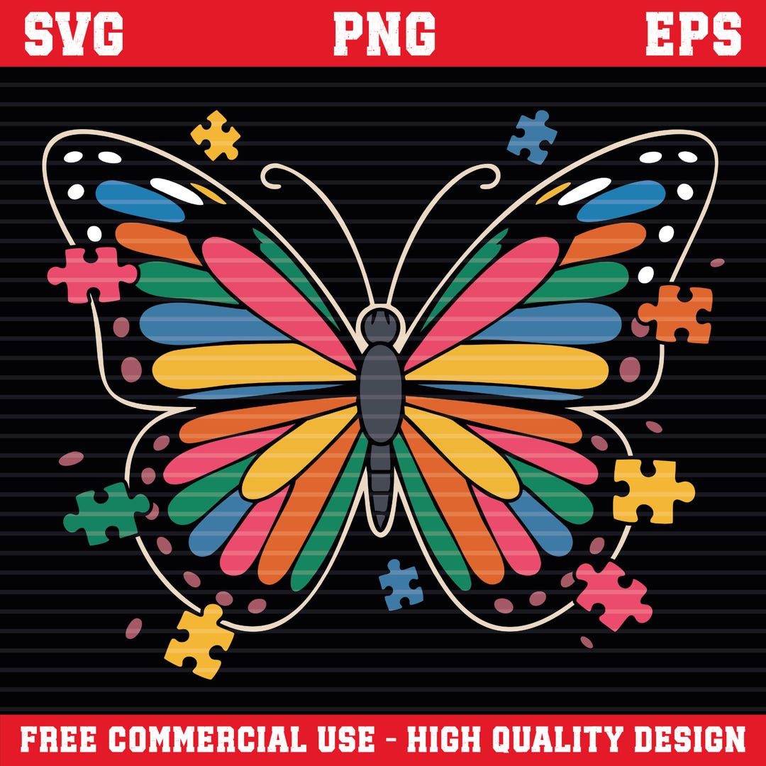 Autism Butterfly Svg Png Eps, Autism Awareness Butterfly Png Svg ...