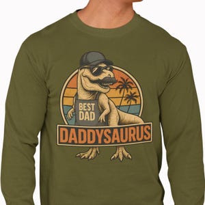 Daddysaurus T Rex Funny Vintage Dinosaur Daddy Saurus Father's Day Trex ...