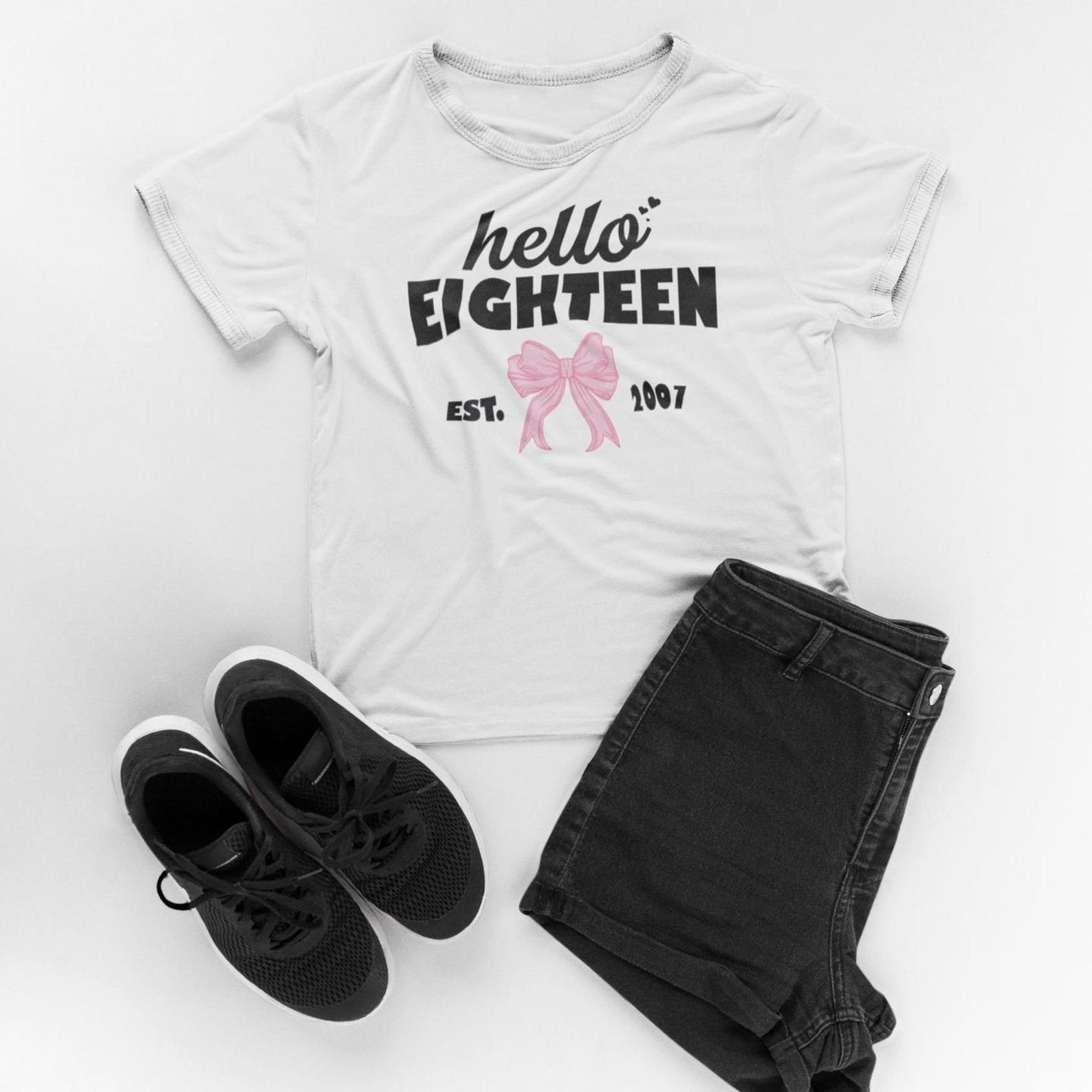 Coquette Bow 18th Birthday PNG SVG, Hello Eighteen Est. 2007 Girls ...