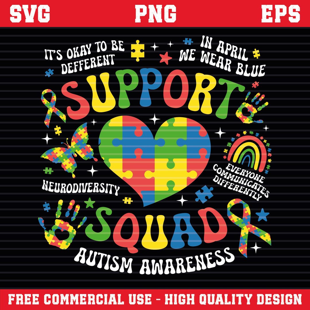 Autism Support Squad Png Svg Eps, Autism PNG SVG, Autism Awareness ...