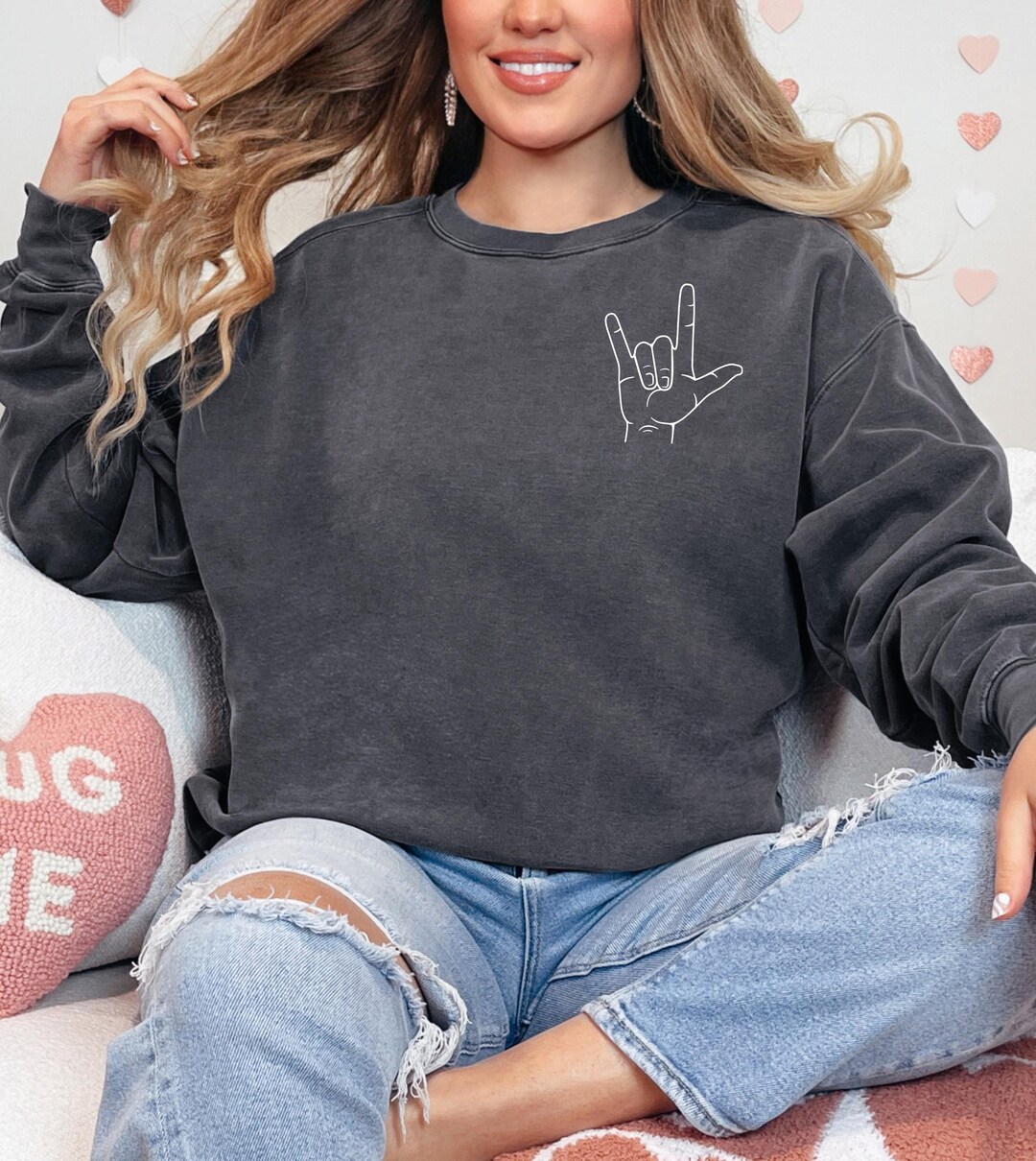 Comfort Colors, I Love You ASL Shirt, Sign Language Sweatshirt, Love ...