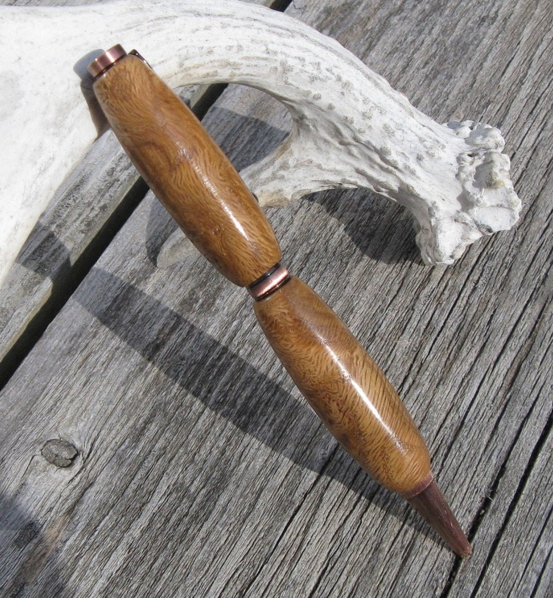 Golden Oak Burl Retractable Pen With Antique Copper Trim - Etsy