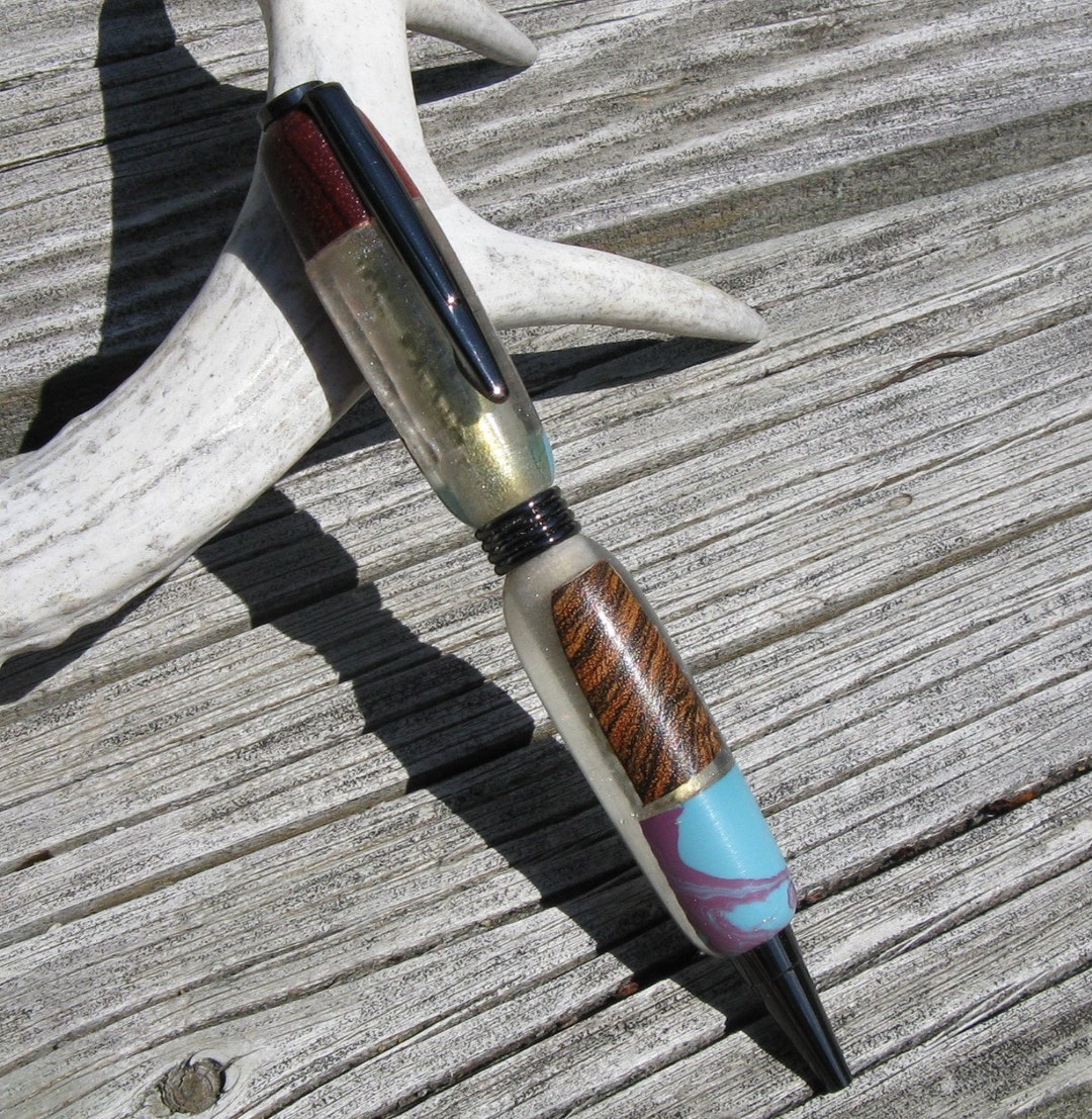 Resin and Wood Clear Chunky Retractable Ballpoint Pen - Etsy