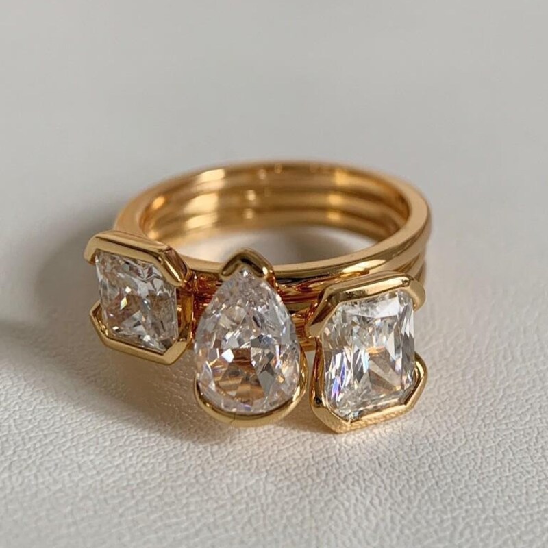 Rectangular Diamond Engagement Ring - Etsy