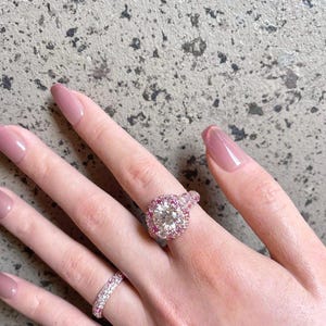 Sweet Pink Candy-inspired Pave Diamond Ring, Barbie Pink Luxury Ring ...