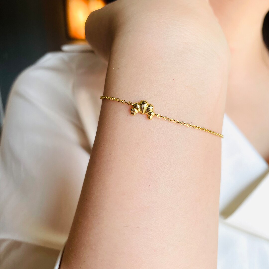 French Croissant-inspired S925 Silver Pendant Bracelet - Etsy