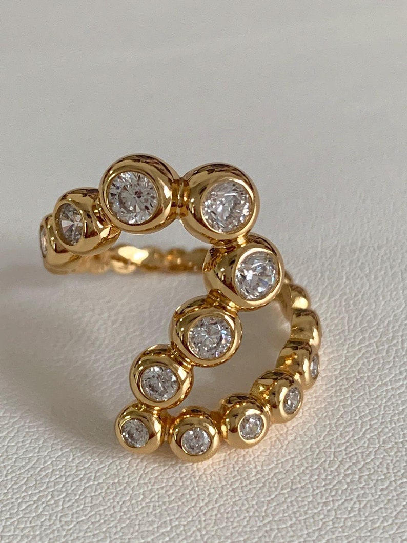 Gradual Bubble Diamond Twisted Silver Ring, Anniversary Gift, Travel ...