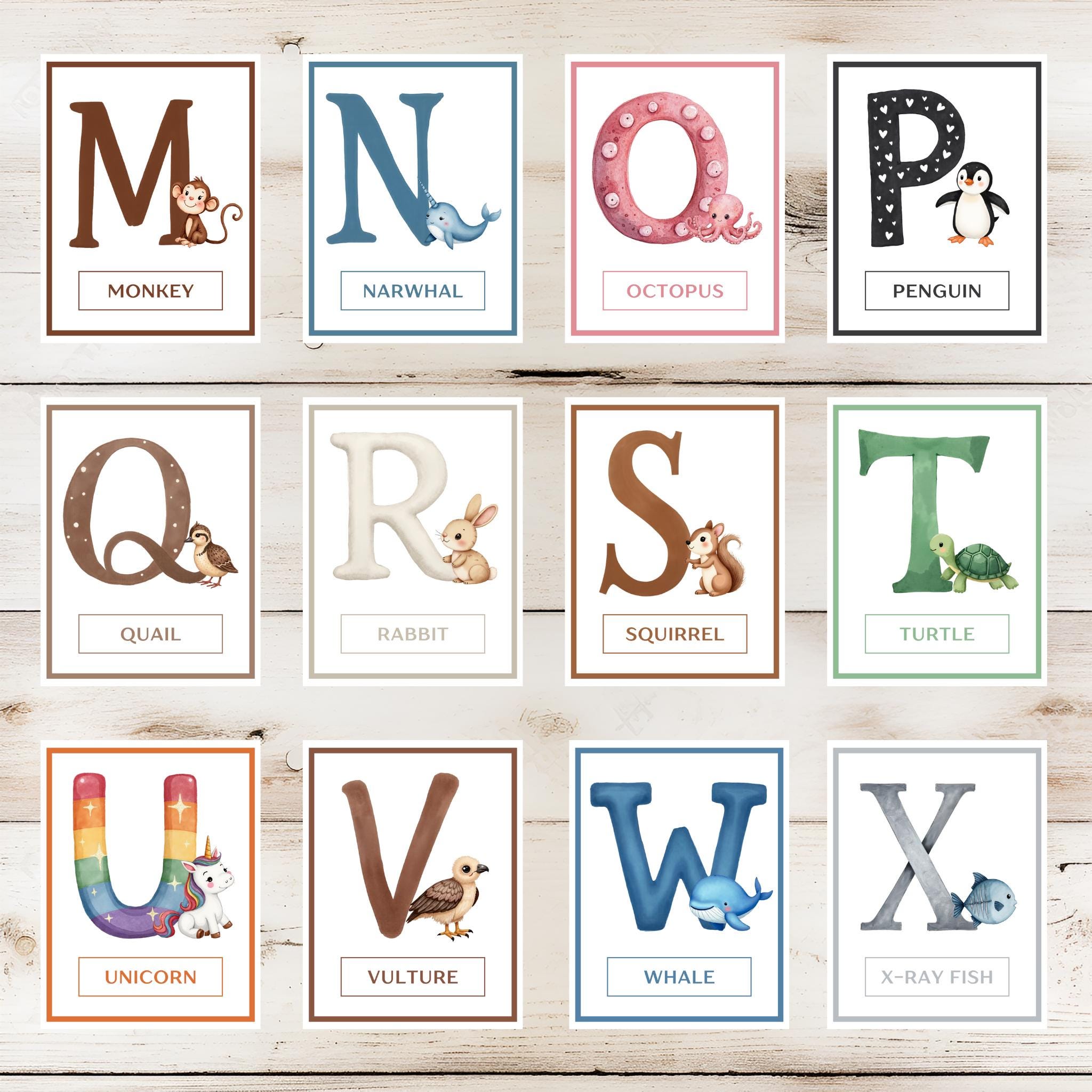 Printable Alphabet Flashcards | A-Z Animal-themed Learning Cards ...