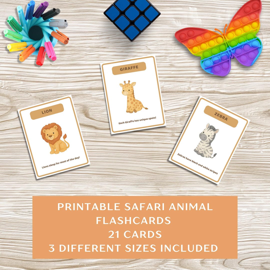 Safari Animal Flashcards for Kids | Printable PDF | Early Learning ...