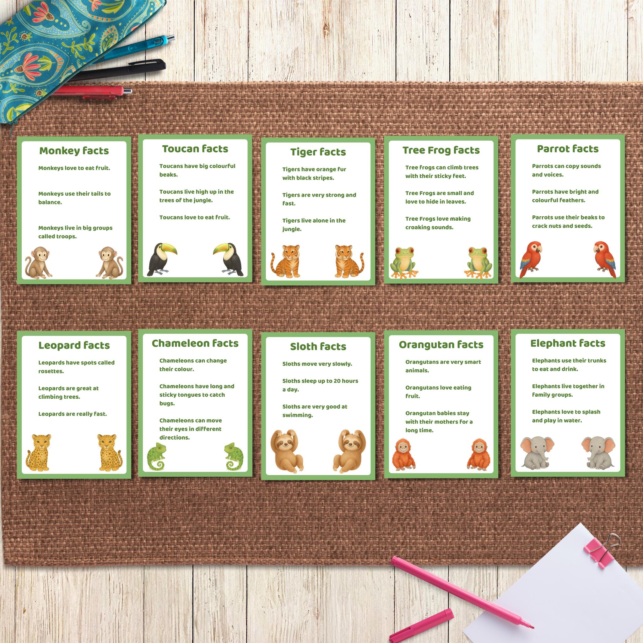 Jungle Animal Flashcards Printable – Educational PDF for Kids ...