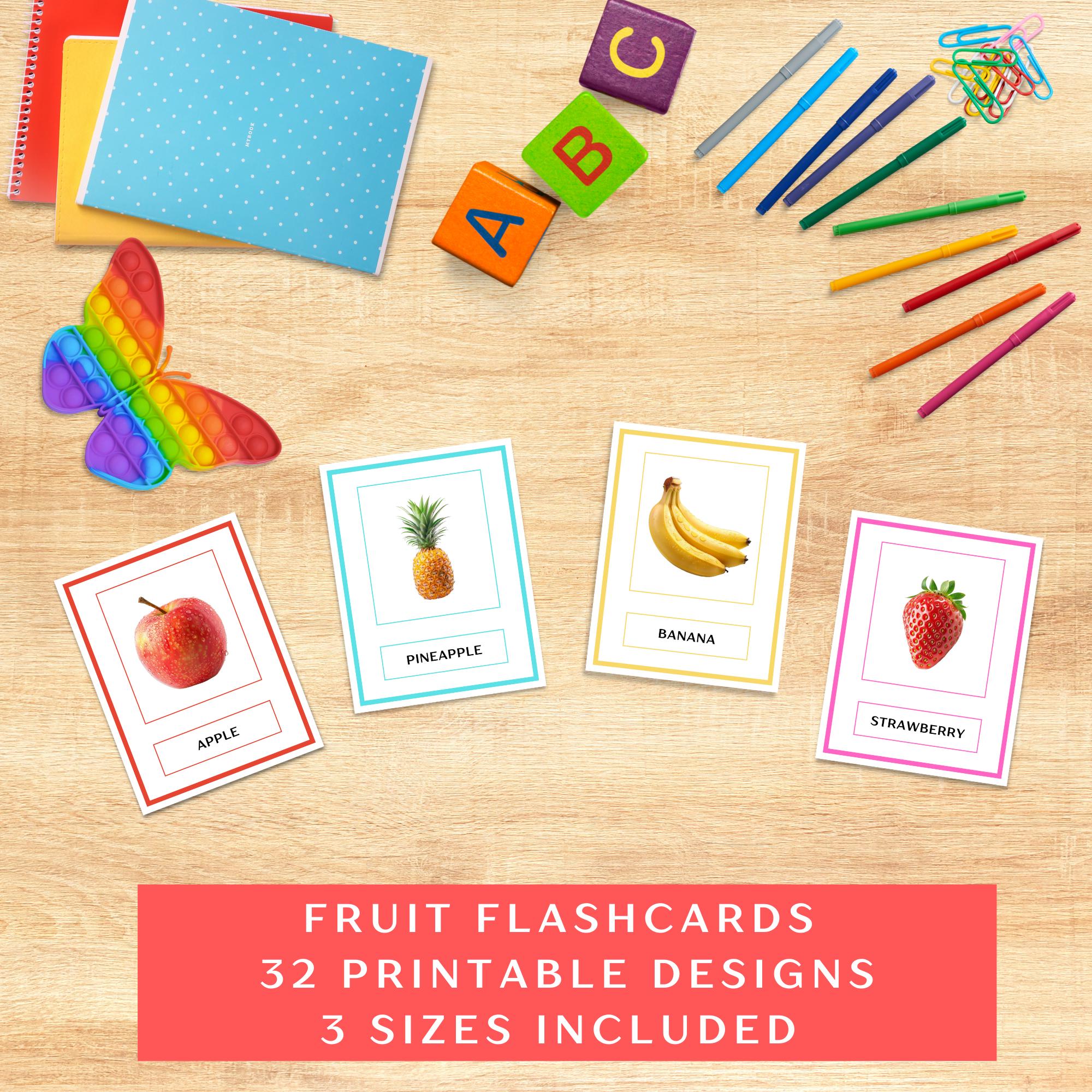 Printable Fruit Flashcards | 32 Educational Cards | Montessori ...