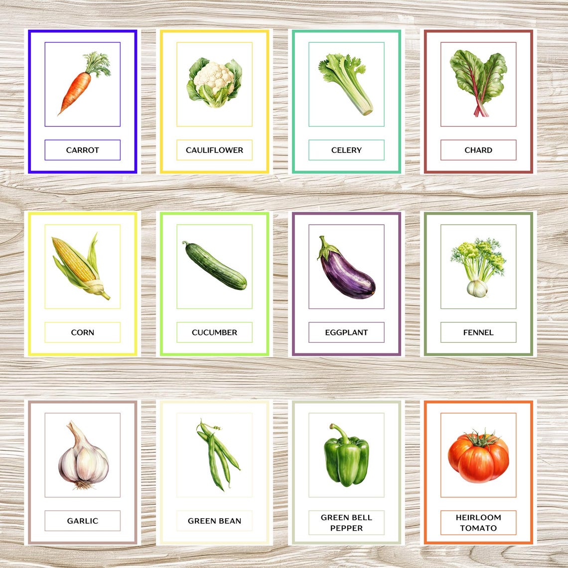 Printable Vegetable Flashcards | 58 Educational Cards | Montessori ...