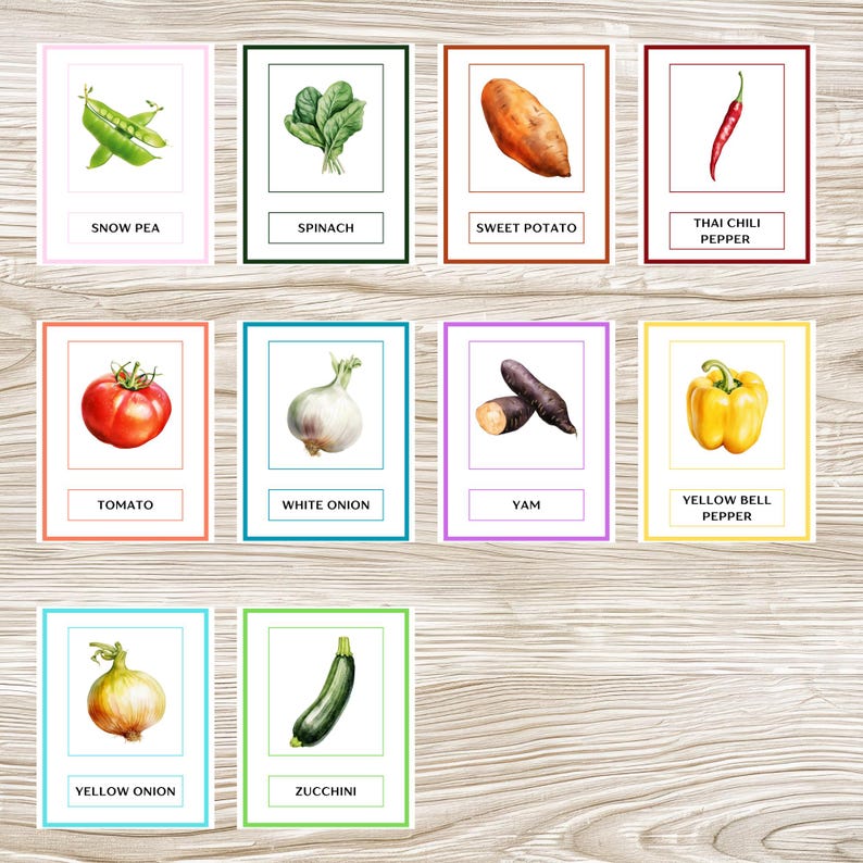 Printable Vegetable Flashcards | 58 Educational Cards | Montessori ...