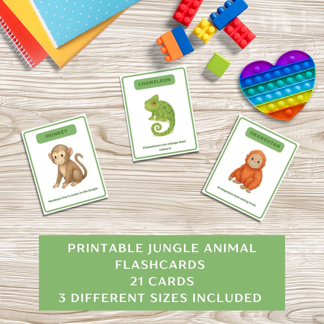 Jungle Animal Flashcards Printable – Educational PDF for Kids ...