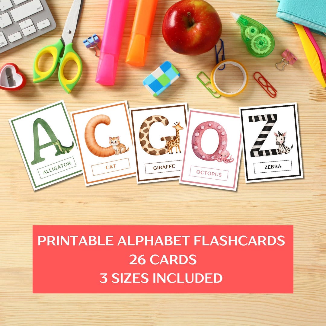 Printable Alphabet Flashcards | A-Z Animal-themed Learning Cards ...