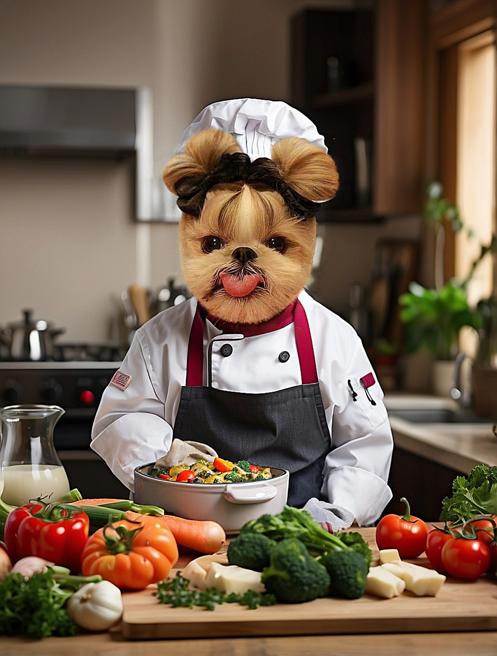 Personalized Chef Pet Portrait , Custom Digital Picture , Birthday Gift ...