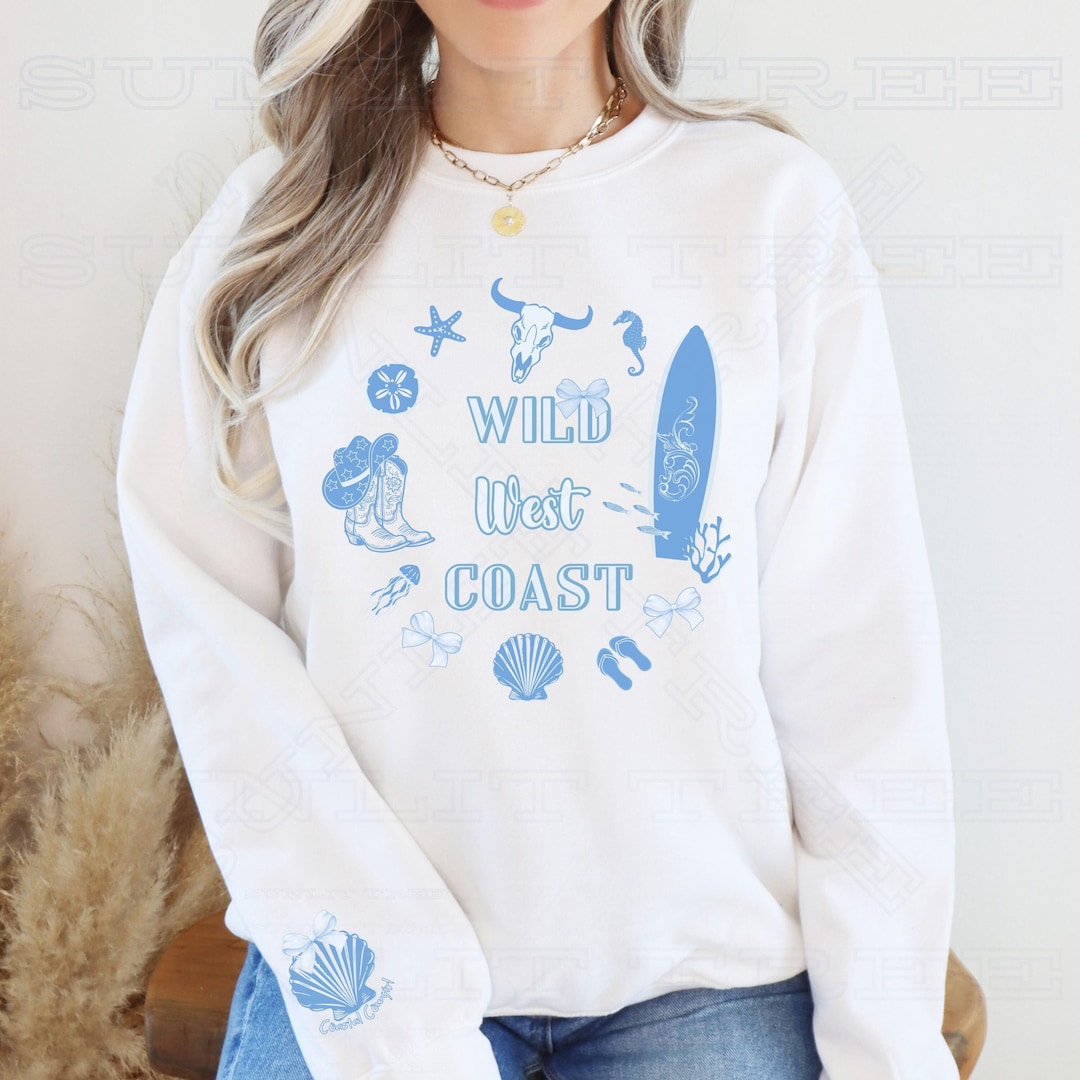 Coastal Cowgirl Sweatshirt 'wild West Coast' With Sleeve Design Beach ...