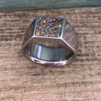 Muonionalusta Meteorite Ring With White Topaz and Antiqued Silver ...
