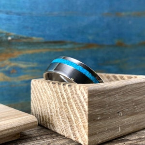 Mens's Wedding Band - Titanium Ring With Turquoise Inlay - Etsy