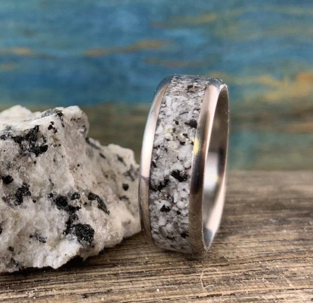 Custom Titanium Ring With Granite Inlay - Men's Titanium Wedding Band ...