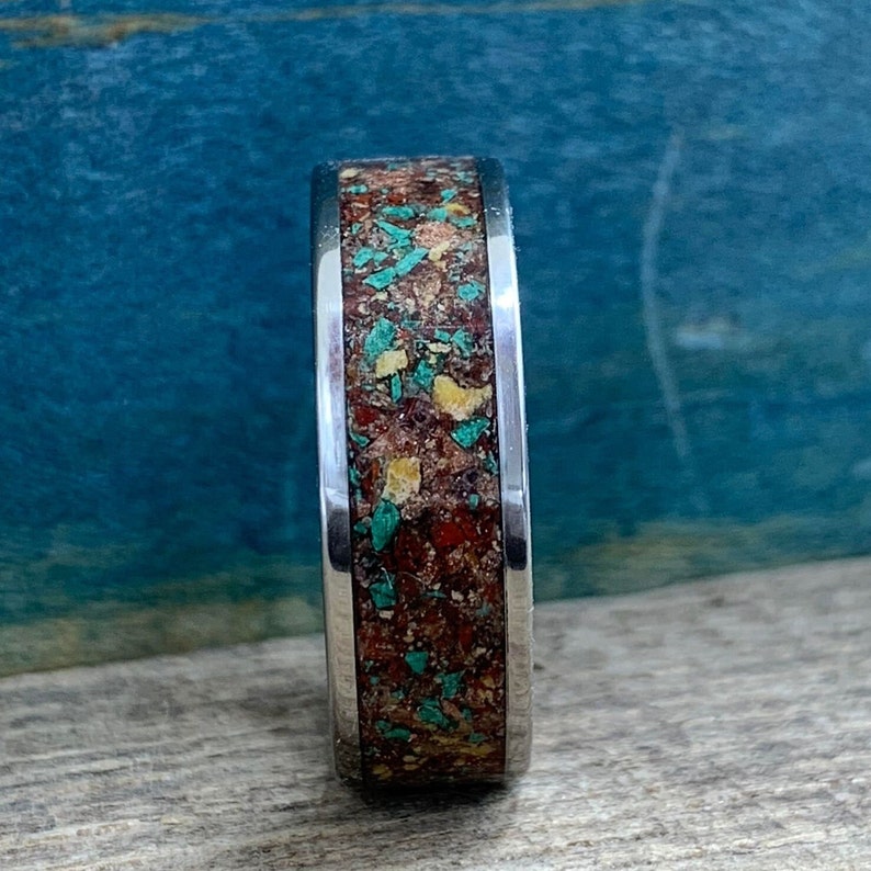 Autumn Walk - Fall Wedding Band- Red Goldstone, Yellow Jasper and ...
