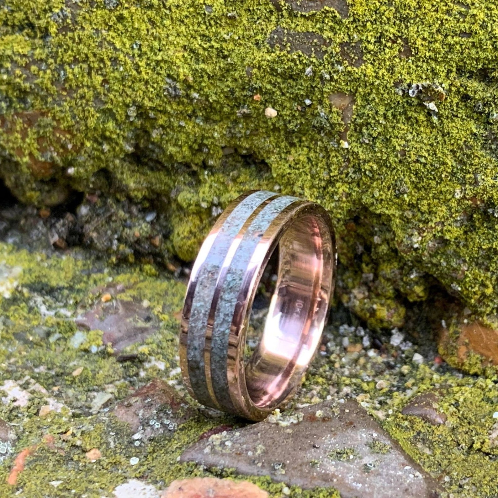 Men's Rose Gold and Moss Agate Ring Moss Agate Ring for - Etsy