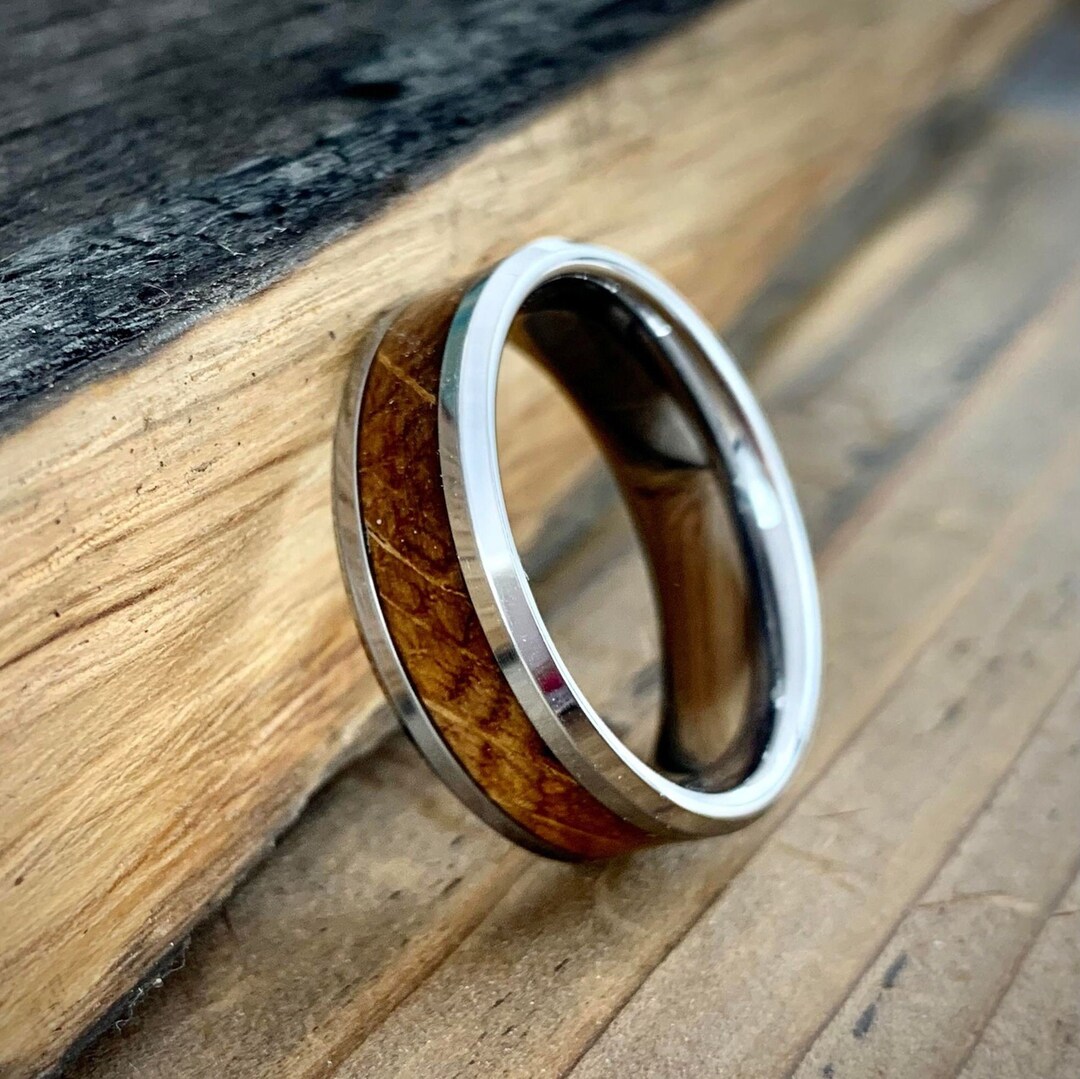 Whiskey Barrel Ring - Mens Wedding Band - Tungsten Wedding Ring Men's ...