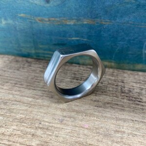 Hexagonal Ring for Him - Titanium Ring for Men - Handcrafted Hardware ...