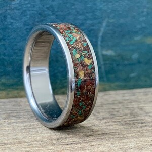 Autumn Walk - Fall Wedding Band- Red Goldstone, Yellow Jasper and ...