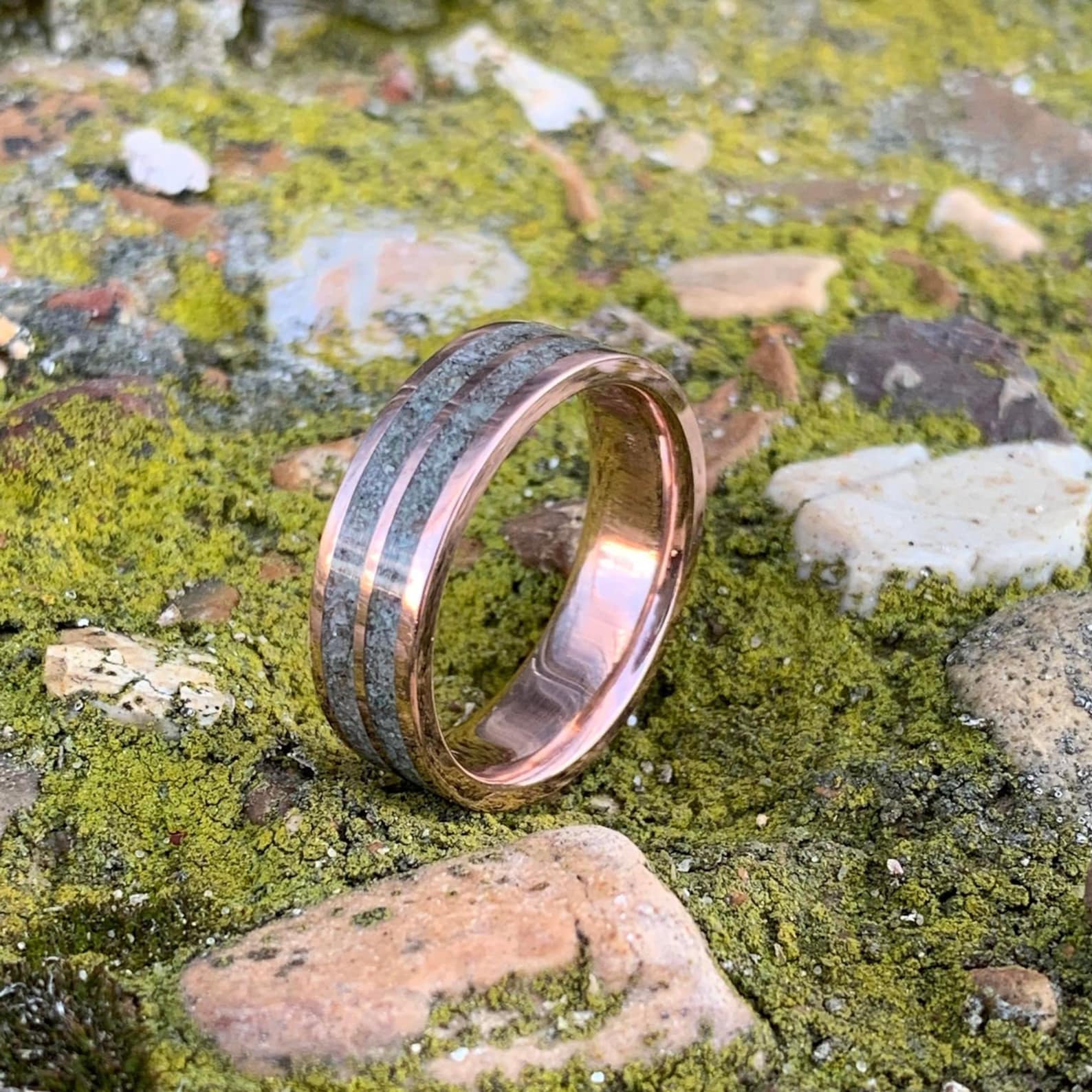 Men's Rose Gold and Moss Agate Ring Moss Agate Ring for - Etsy