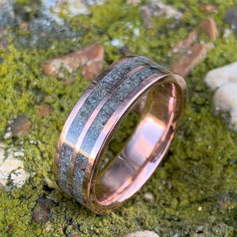 Men's Rose Gold and Moss Agate Ring Moss Agate Ring for - Etsy