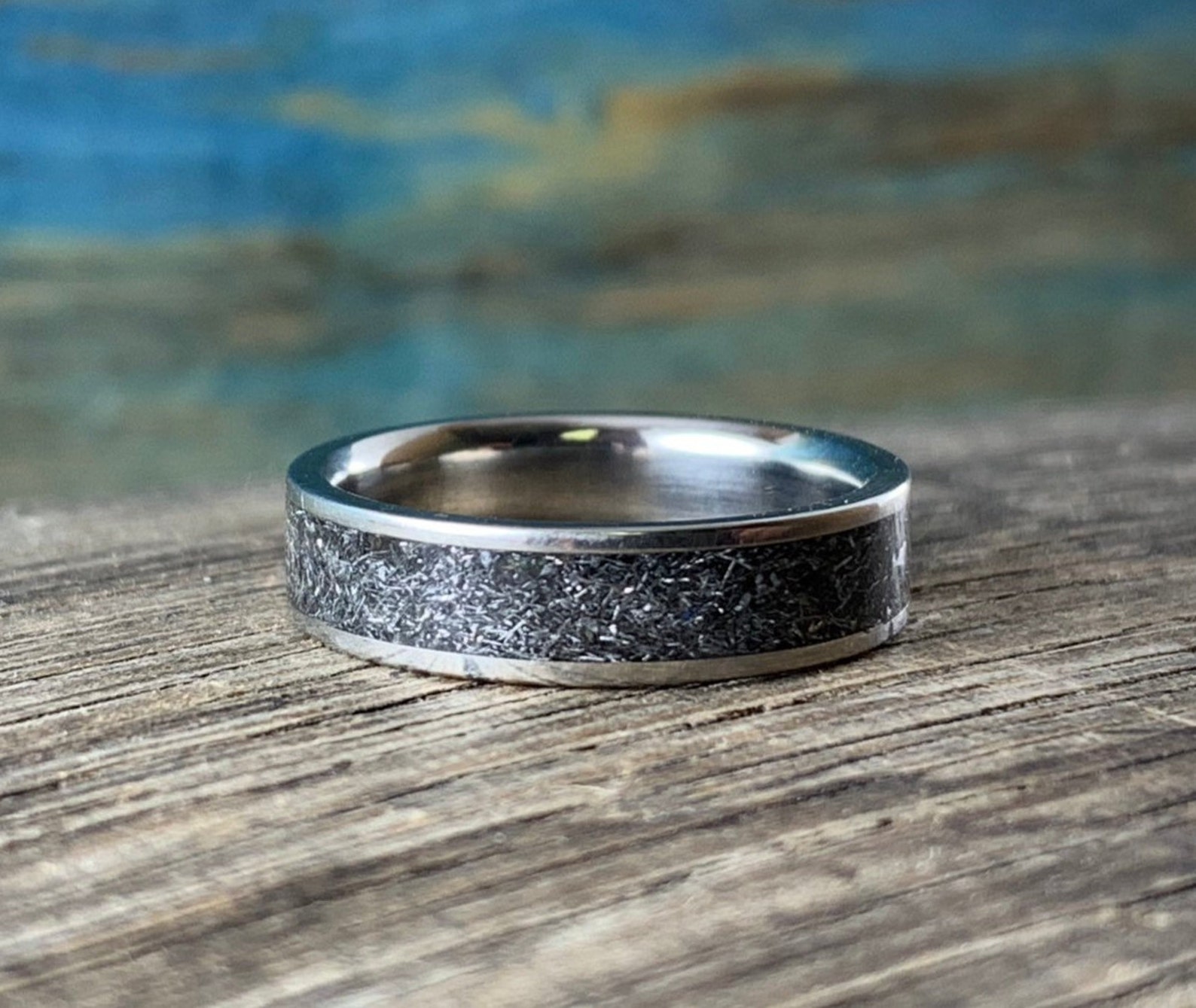 Meteorite Ring Titanium Wedding Ring With Gibeon Meteorite | Etsy