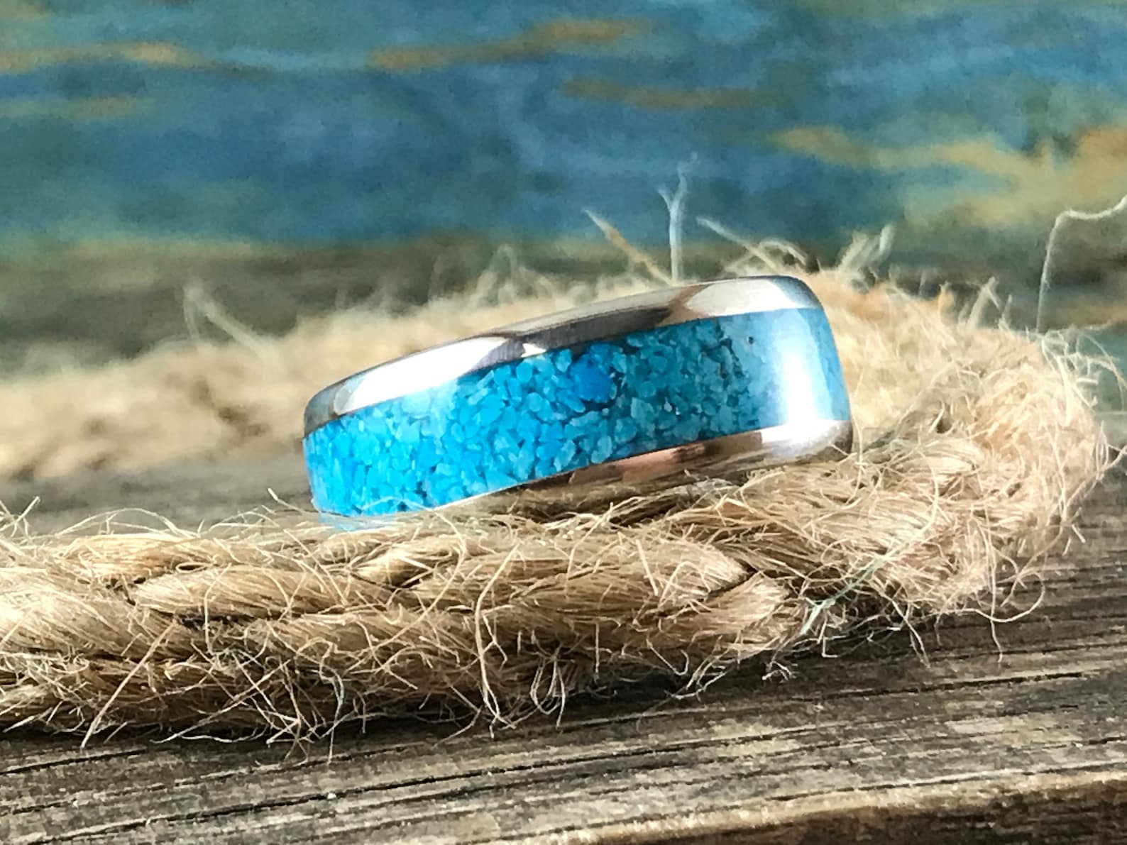 Unique Wedding Band Turquoise Ring Mens Wedding Band - Etsy