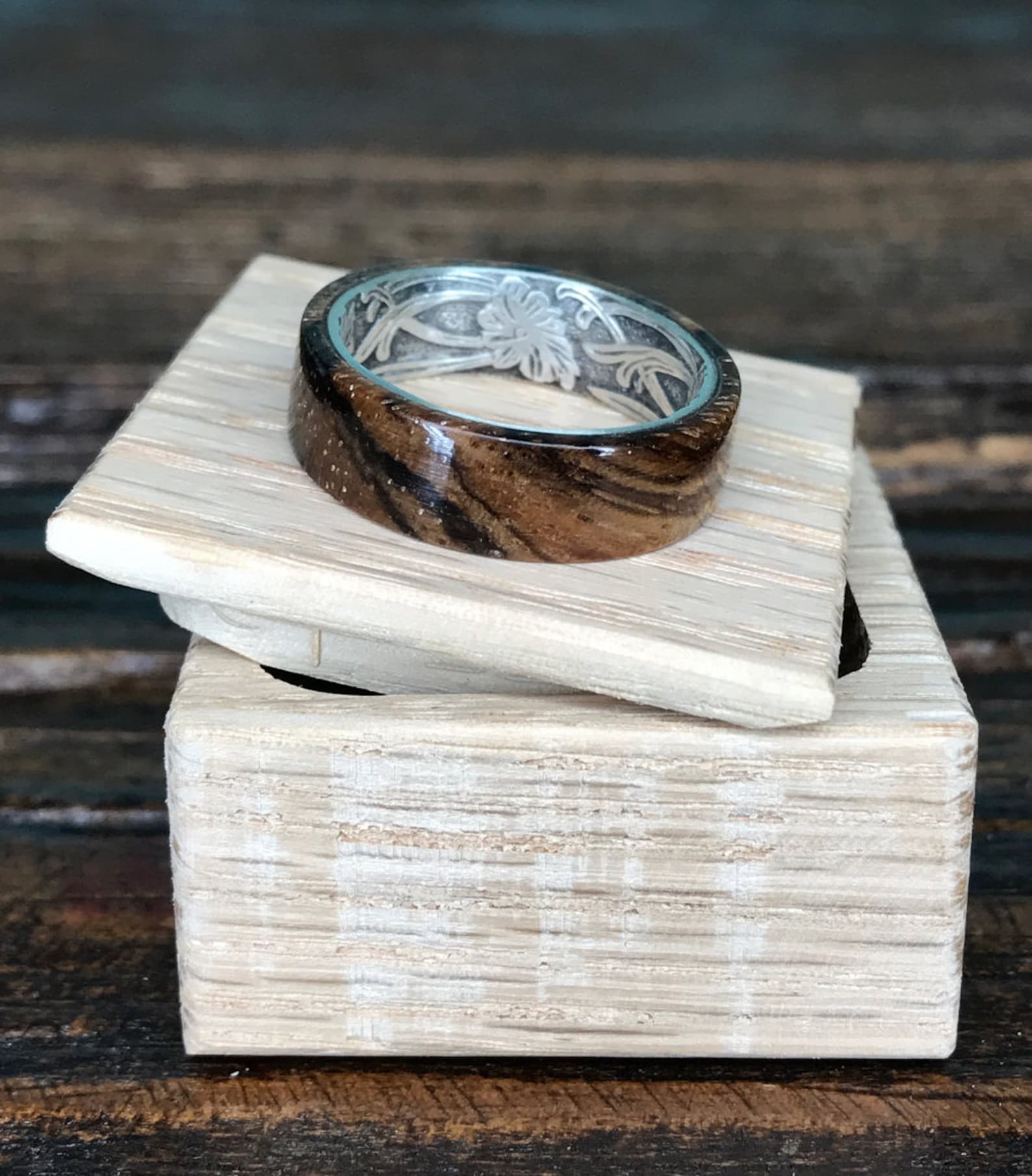 Silver Ring Sterling Silver Ring Wood Ring Wooden Ring - Etsy